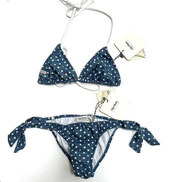 Rhythm. | Swim | Rhythm Swimwear Blue Polka Dot Bikini Top And Bottoms ...